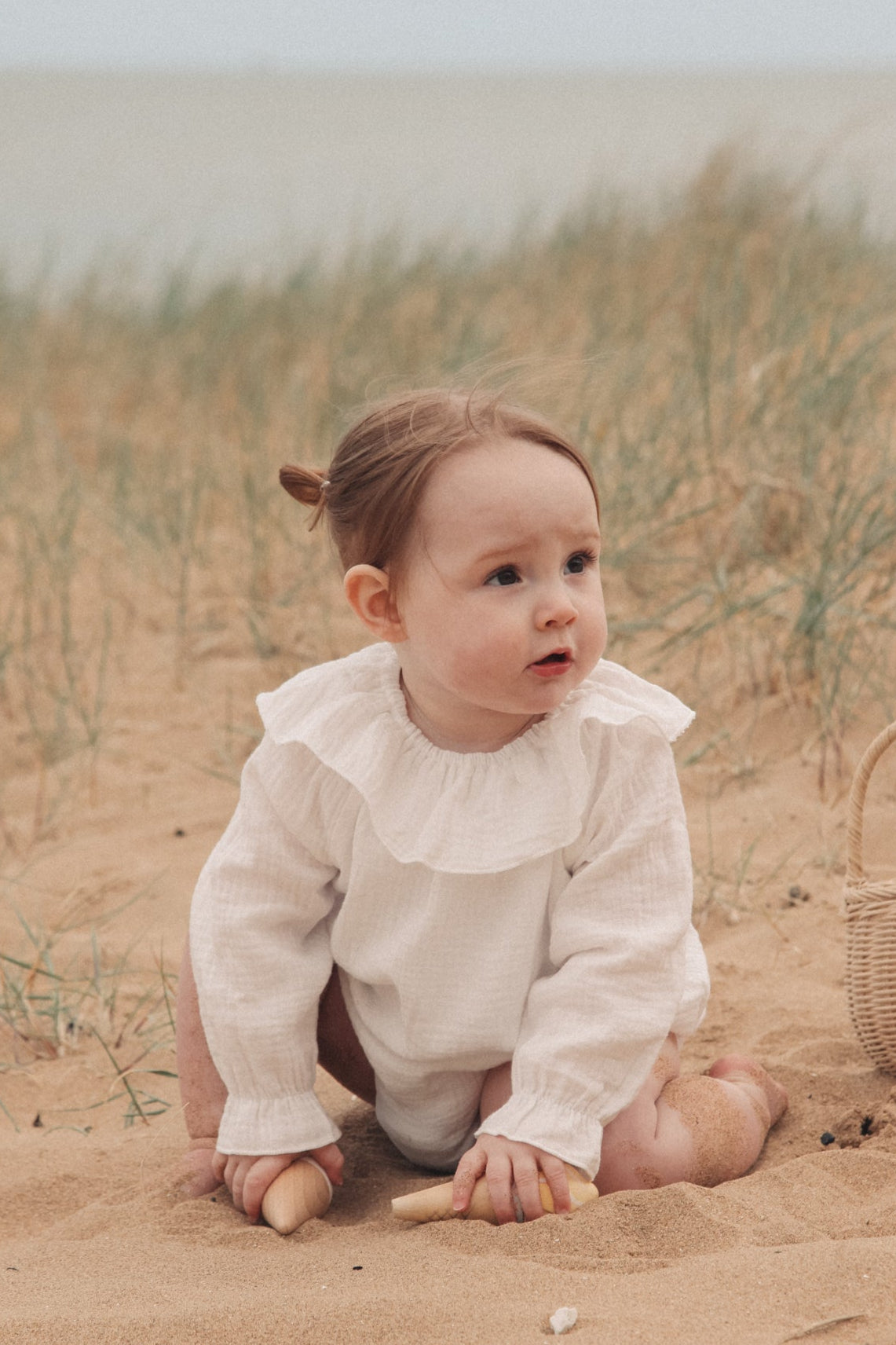 White Muslin Frill Collar Romper